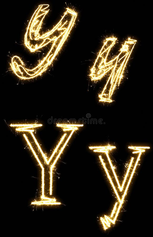 Letter Y. Alphabet Made by Sparkler. Isolated on a Black Background ...