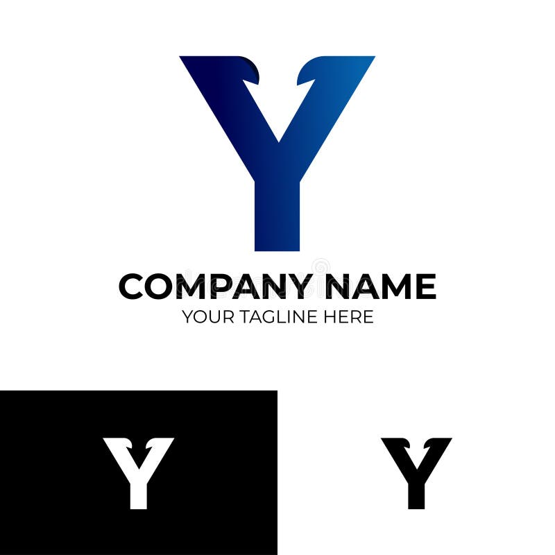 Letter Y Arrow Logo Template Design with Gradient Blue Color. Vector ...