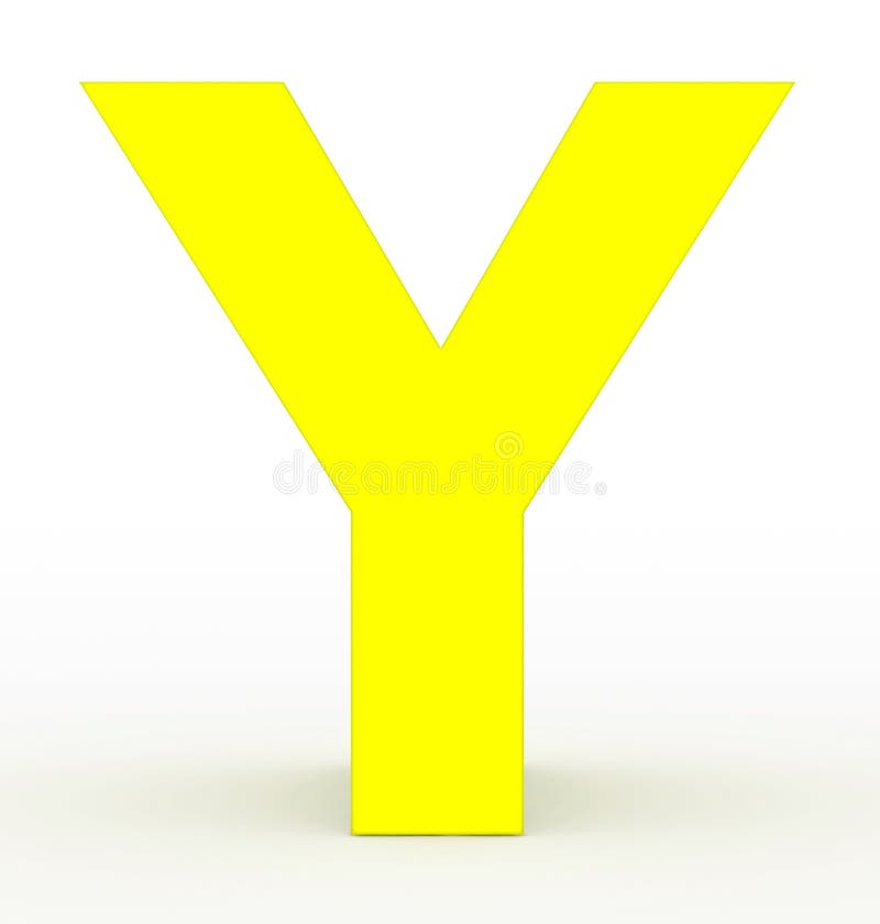 Letter M 3D Yellow Isolated on White with Shadow - Orthogonal Pr Stock ...