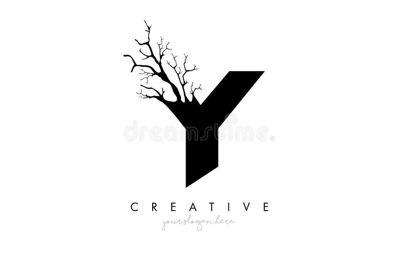 Letter Y Design Logo with Creative Tree Branch. Y Letter Tree Icon Logo ...
