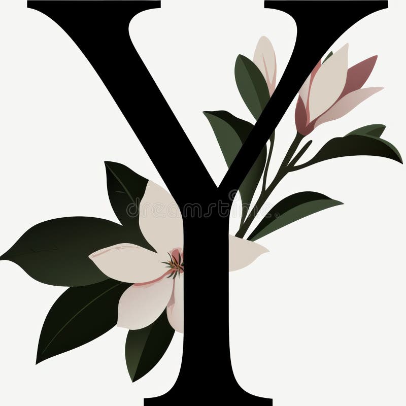 Letter Y with Floral Design and Blank Space for Text Stock Photo ...