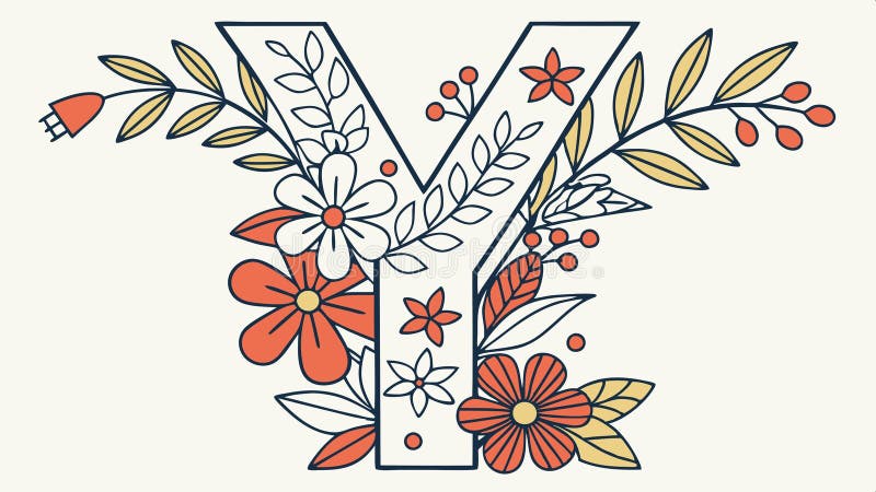 Letter Y Floral Typography, Initial Design, Alphabet Letter Art Vector ...