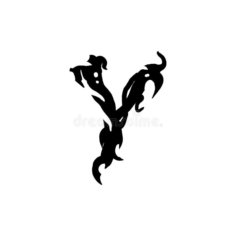 Letter Y in Gothic Graffiti Style. Black Letter with Curls. Logo or ...