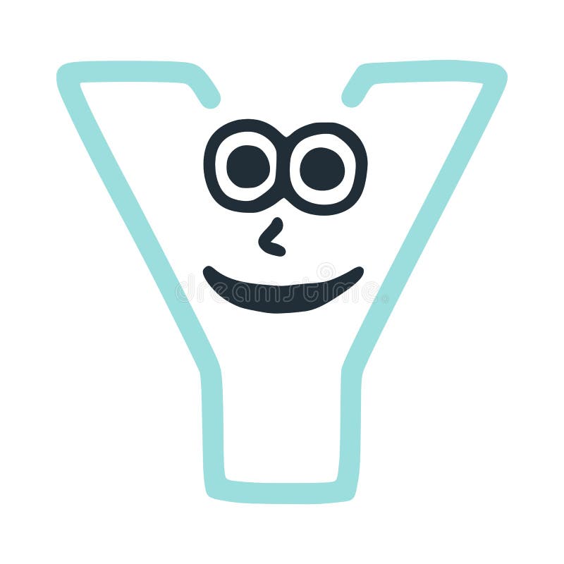 Letter Y Happy Eccentric Smiling Character Stock Vector - Illustration ...
