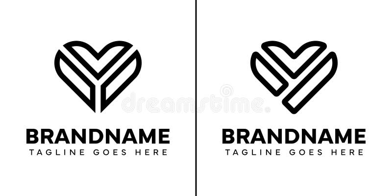 Letter Y Love Logo Set, Symbolizing Love, Care, and Connection Stock ...