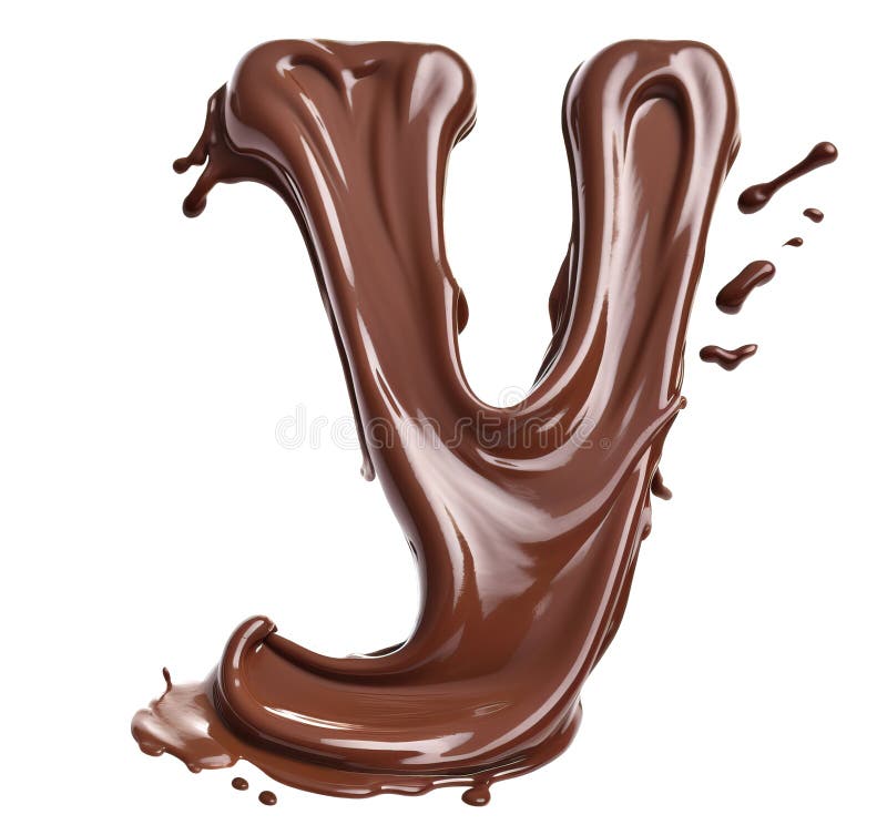 Letter Y Made with Melted Chocolate on White Background. Generative AI ...