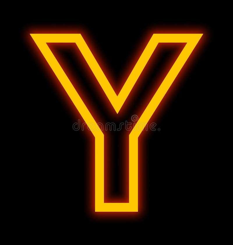 Letter Y Neon Lights Outlined Isolated On Black Stock Illustration ...