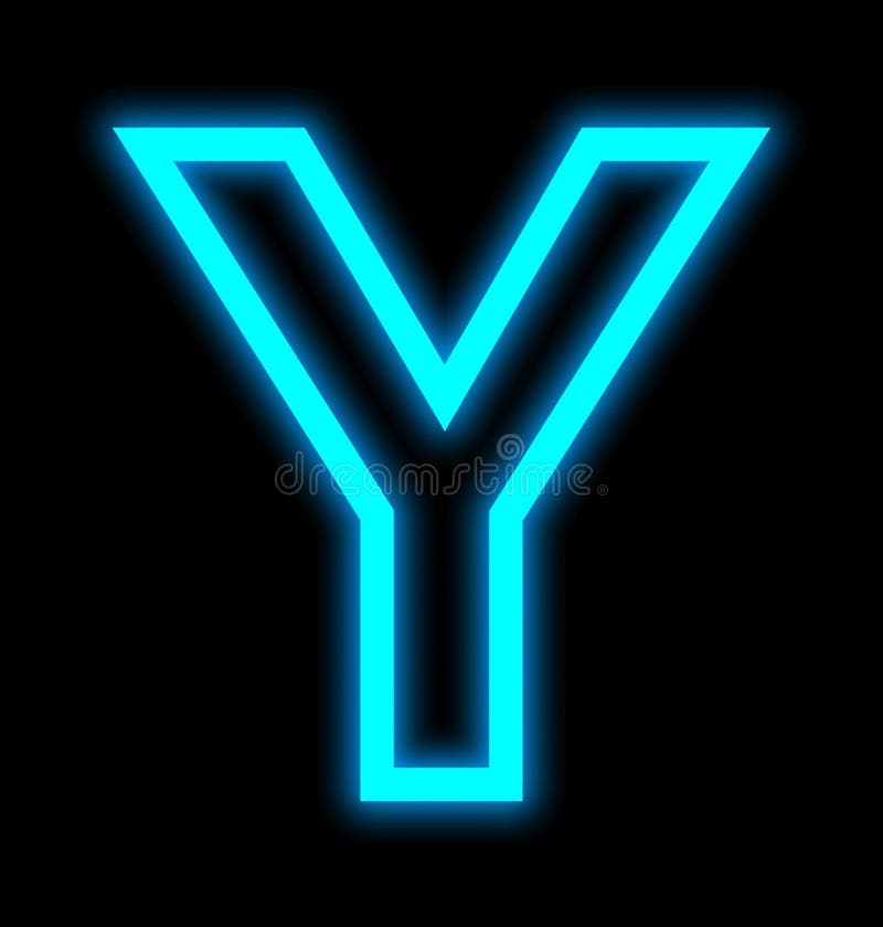 Letter Y Neon Lights Outlined Isolated on Black Stock Illustration ...