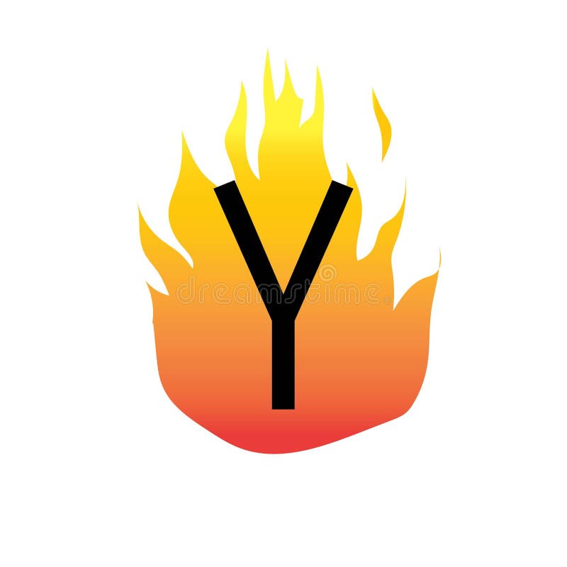 Letter Y with Orange Flame Shape Illustration. Stock Illustration ...