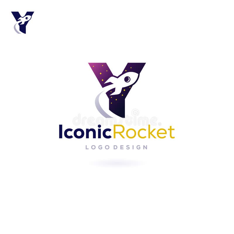 Letter Y Rocket Logo Spaceship Launch into Space Stock Vector ...
