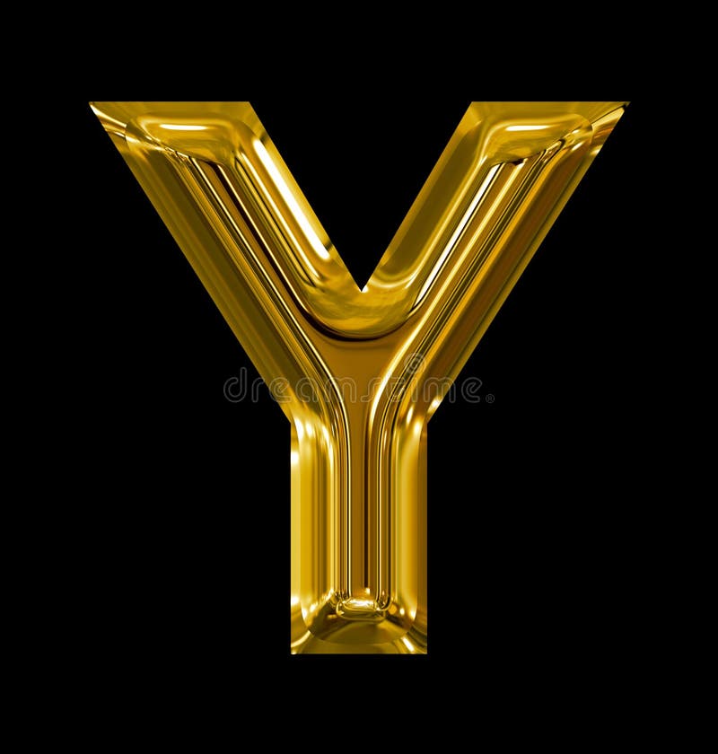 Letter Y Rounded Shiny Golden Isolated on Black Stock Illustration ...