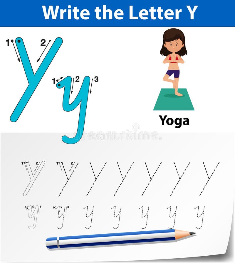 Letter Y Tracing Alphabet Worksheets Stock Vector - Illustration of ...