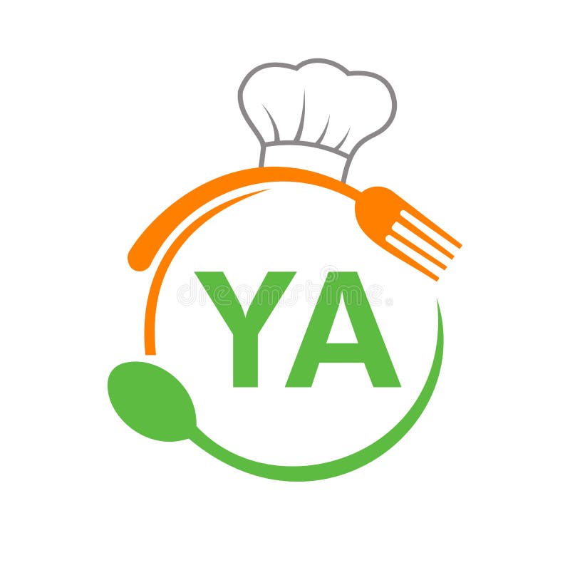 Letter YA Restaurant Logo with Chef Hat Spoon and Fork Template ...