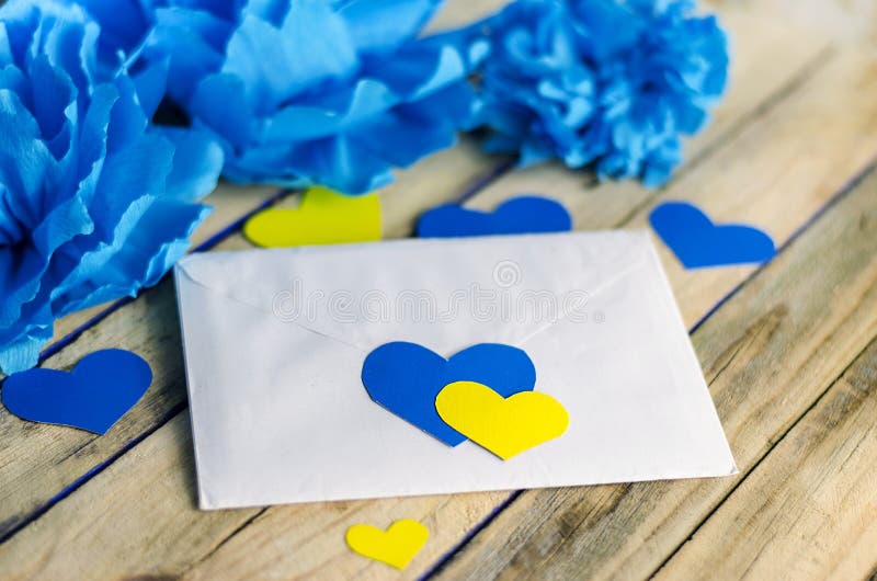Letter with Yellow and Blue Hearts Stock Image - Image of ukraine ...