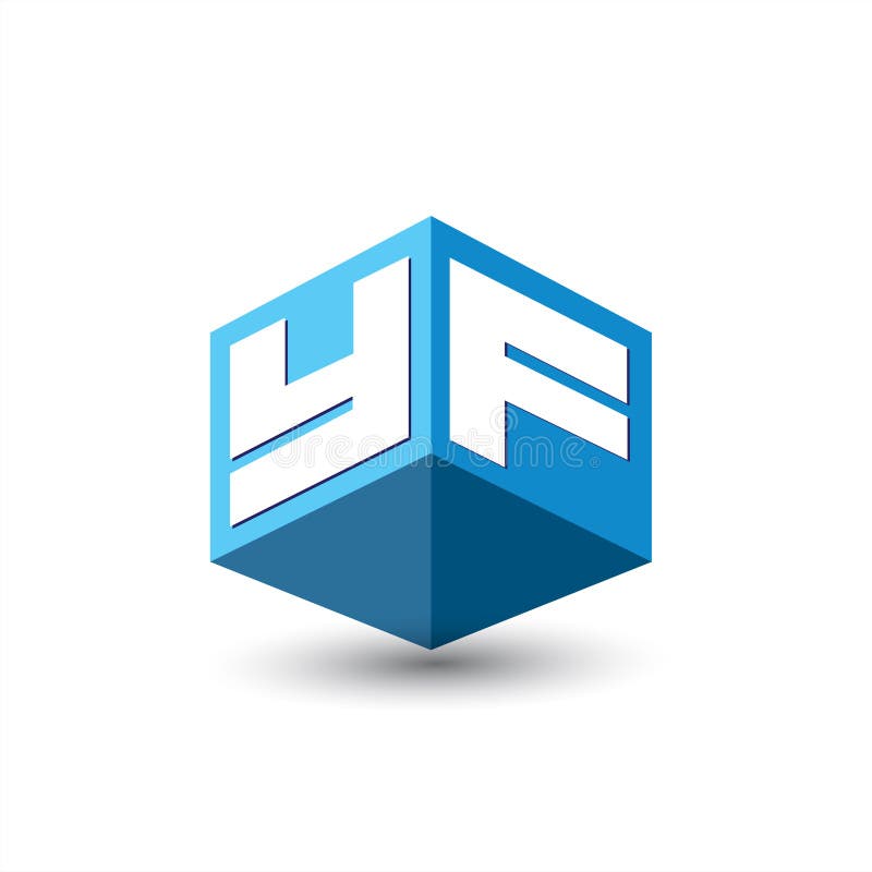 Letter YF Logo in Hexagon Shape and Blue Background, Cube Logo with ...