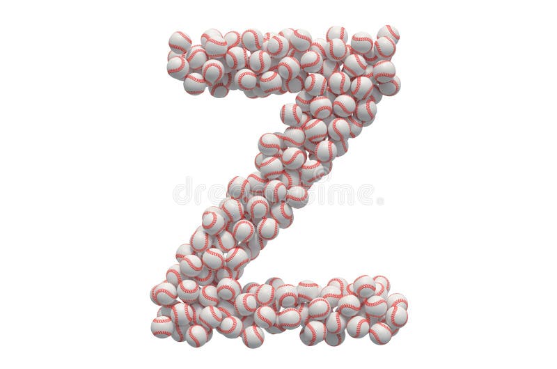 Letter Z from Baseball Balls, 3D Rendering Stock Illustration ...