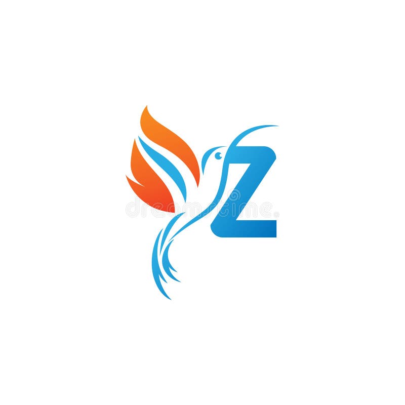 Letter Z Combined with the Fire Wing Hummingbird Icon Logo Stock Vector ...
