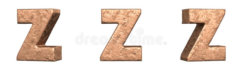 Letter Z from Copper Letters Alphabet Collection Set. Isolated Stock ...