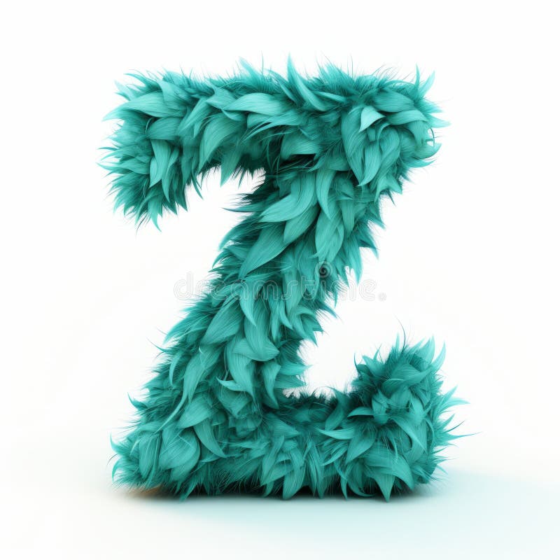 Turquoise Feathered Monster Letter Z - Whimsical Hard Surface Modeling ...