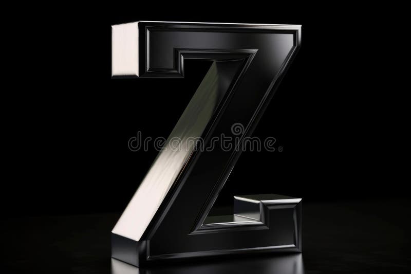 Letter Z, 3d Block Letters Style, on Black Background Stock ...
