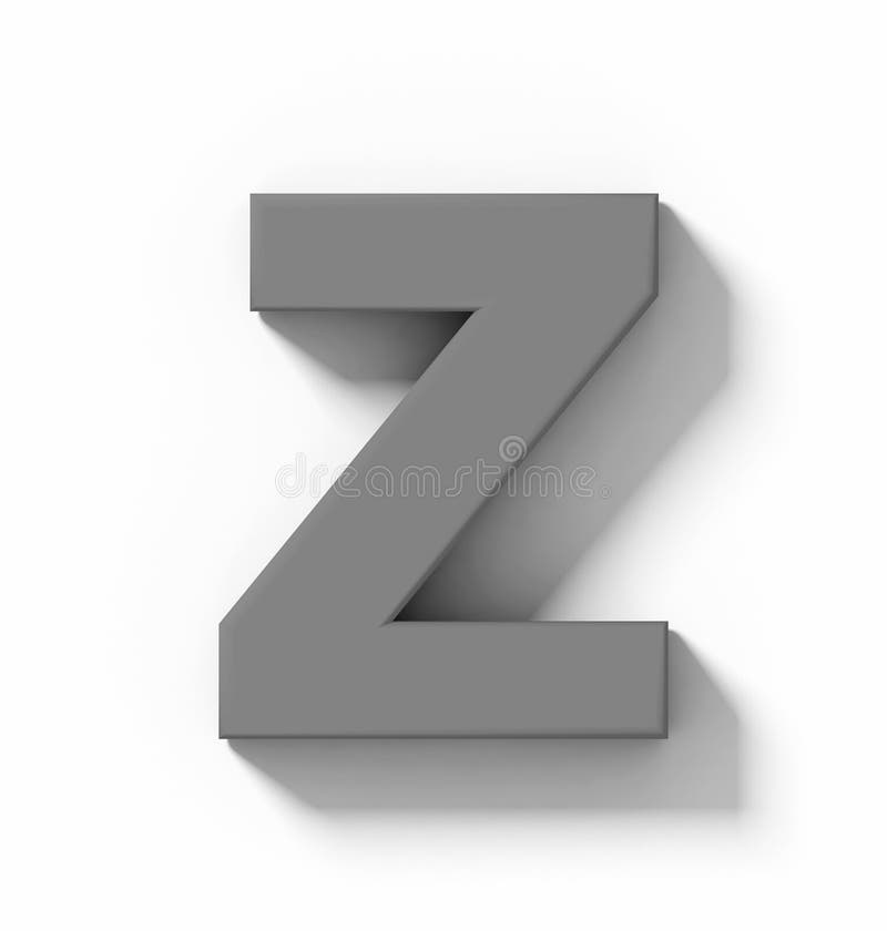 Letter Z 3D Medium Gray Isolated on White with Shadow - Orthogonal ...