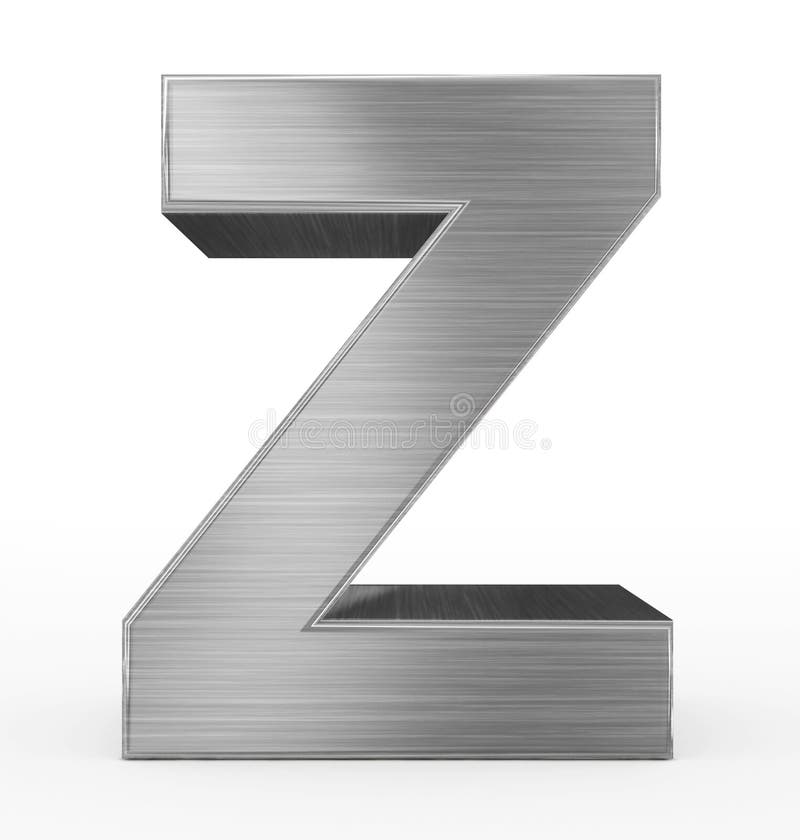 Letter Z 3d Metal Isolated on White Stock Illustration - Illustration ...