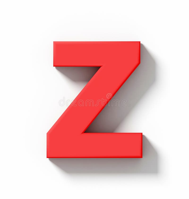Letter Z 3D Red Isolated on White with Shadow - Orthogonal Projection ...