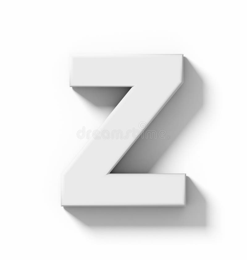 Letter Z 3D White Isolated on White with Shadow - Orthogonal Pro Stock ...