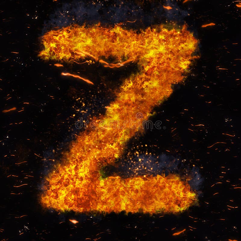 Letter Z Flame Explosion Shape with Embers and Sparks Stock ...
