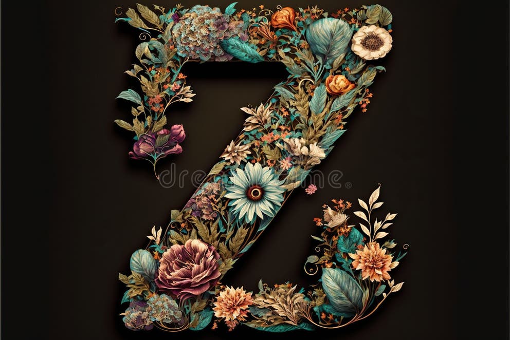Letter Z Flower Pattern, Created with Generative AI Technology Stock ...