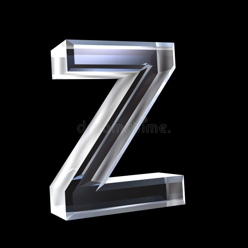 Letter Z in glass 3D stock illustration. Illustration of school - 4708839