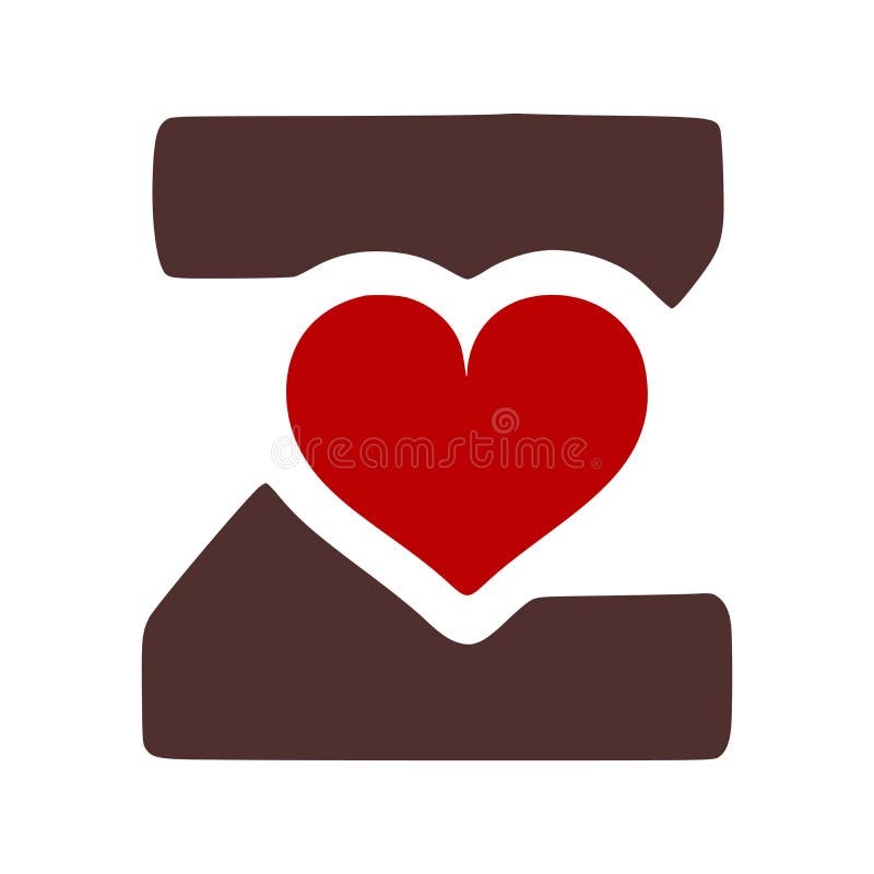 Letter z with heart symbol stock vector. Illustration of love - 242029437
