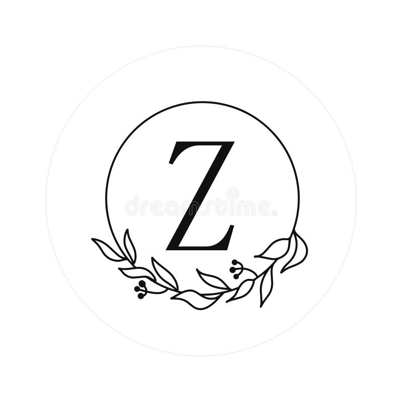 Letter "Z" Initials with Round Floral Frames, Vector Monogram Logo ...