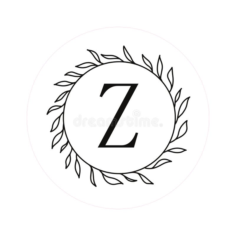 Letter "Z" Initials with Round Floral Frames, Vector Monogram Logo ...