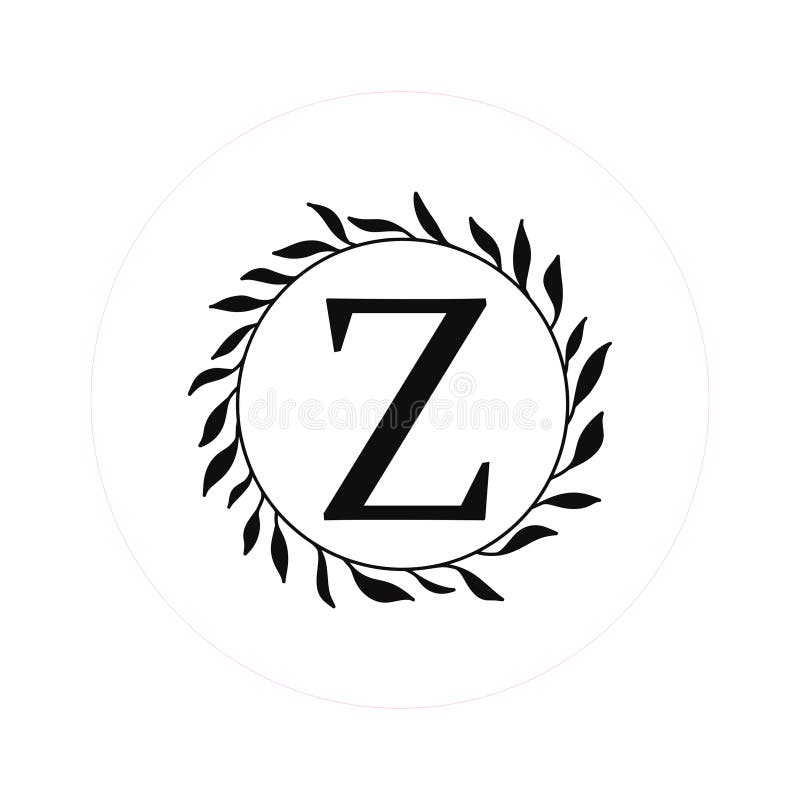 Letter "Z" Initials with Round Floral Frames, Vector Monogram Logo ...