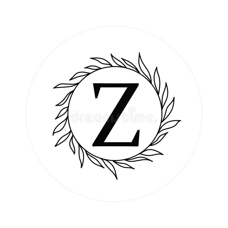 Letter "Z" Initials with Round Floral Frames, Vector Monogram Logo ...