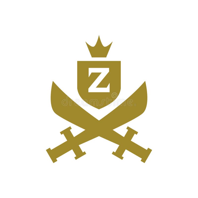 Letter Z Inside a Shield and a Sword with a Classic Medieval Style ...