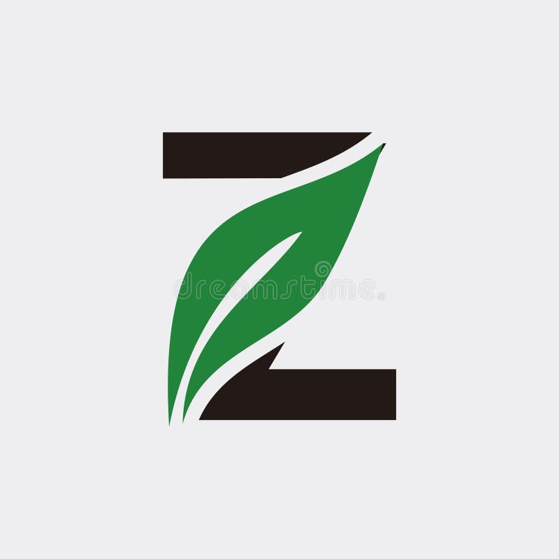 Letter Z Logo with Leaf Element Stock Vector - Illustration of label ...