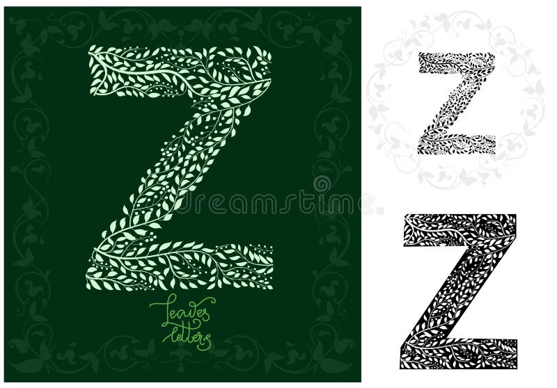 Leaves alphabet, Letter Z stock illustration. Illustration of isolated ...