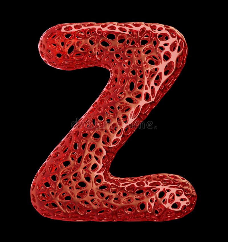 Letter Z Made of Red Plastic with Abstract Holes Isolated on Black ...