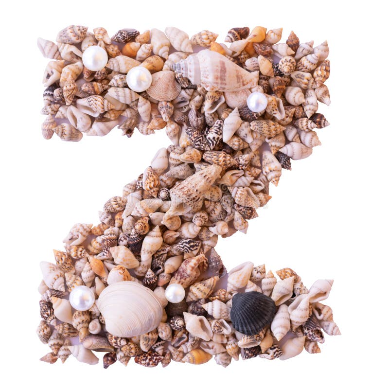 Letter Z Made of Tiny Seashells. Stock Image - Image of beach, printed ...