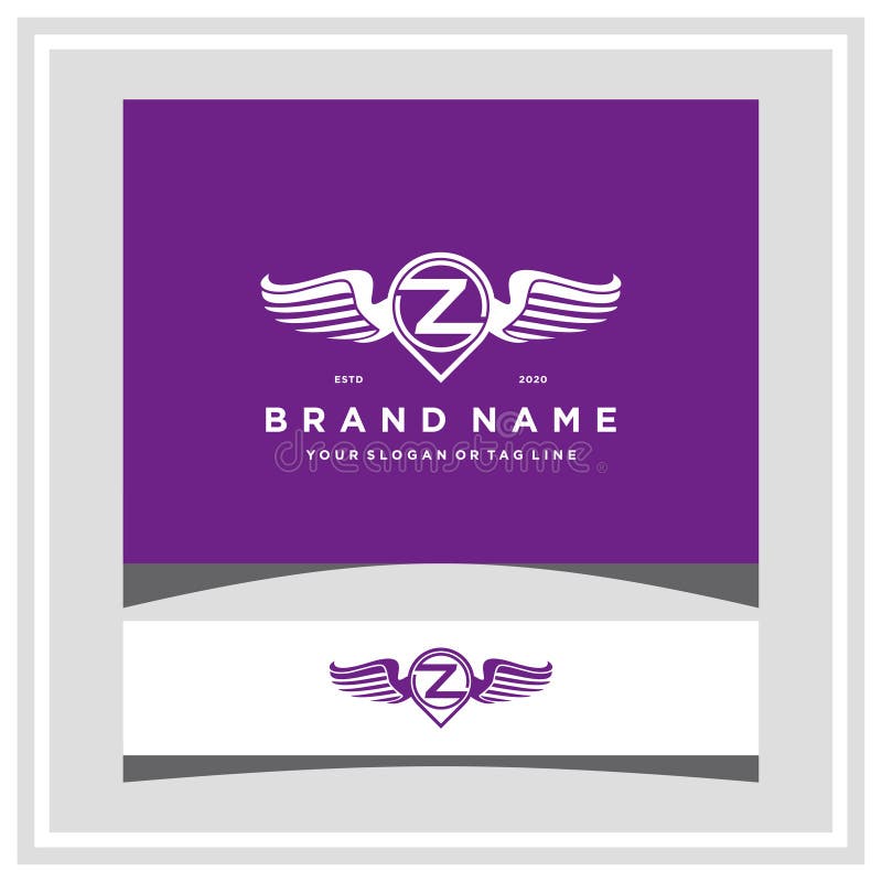 Letter Z Pin Map Wing Logo Design Concept Vector Stock Vector ...