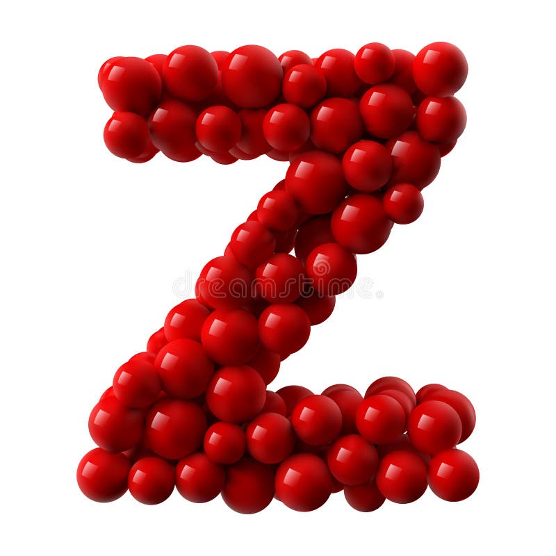 Letter Z with Red Colored Shiny Balls. Realistic Vector Illustration ...