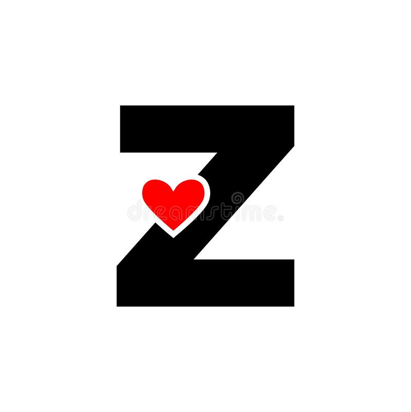 Letter Z with Red Heart Monogram. Z Letter Icon with Love Stock Vector ...