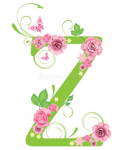 Letter Z with roses stock vector. Illustration of retro - 7967500