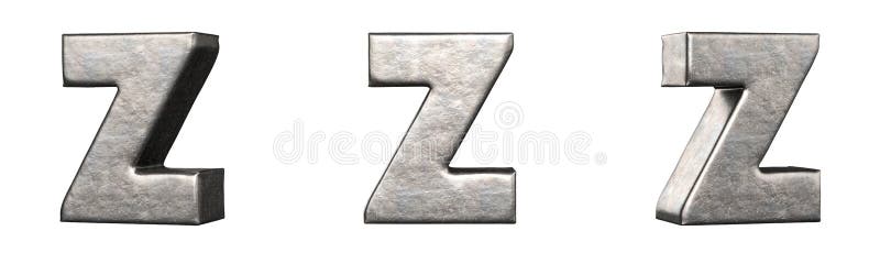 Letter Z from a Scratched Iron Letters Collection. Isolated Stock ...