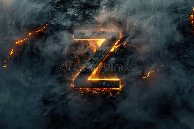 Letter Z Surrounded by Flames and Smoke Stock Photo - Image of ...