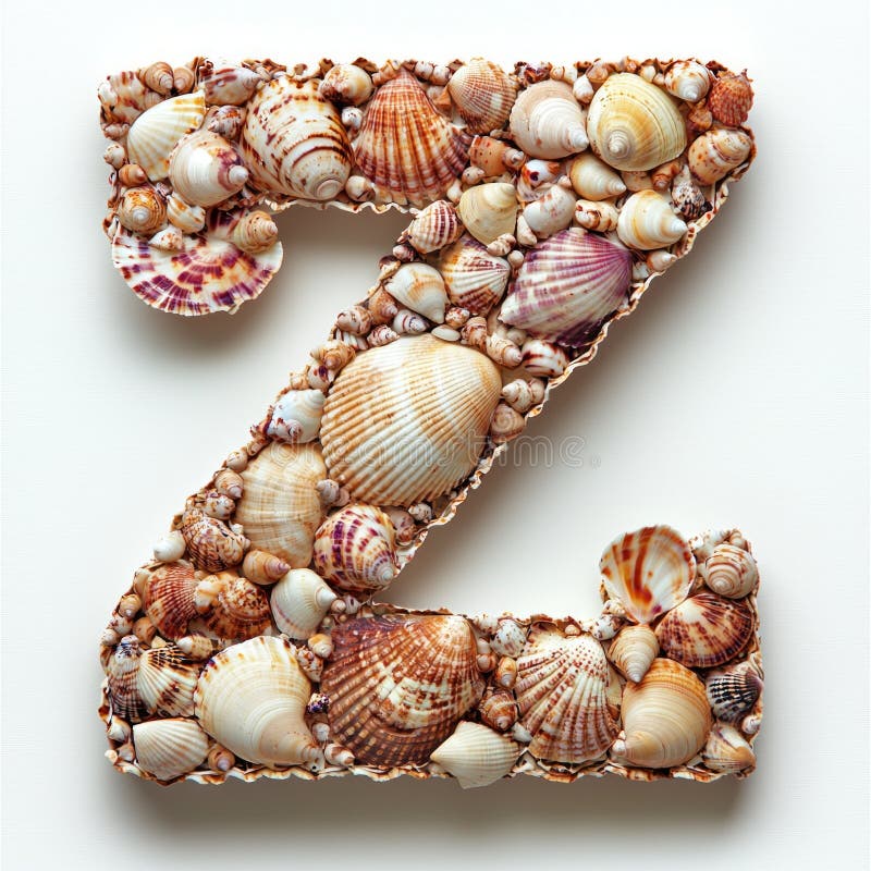 Decorative Letter Z Crafted Beautifully Arranged Seashells Displayed ...