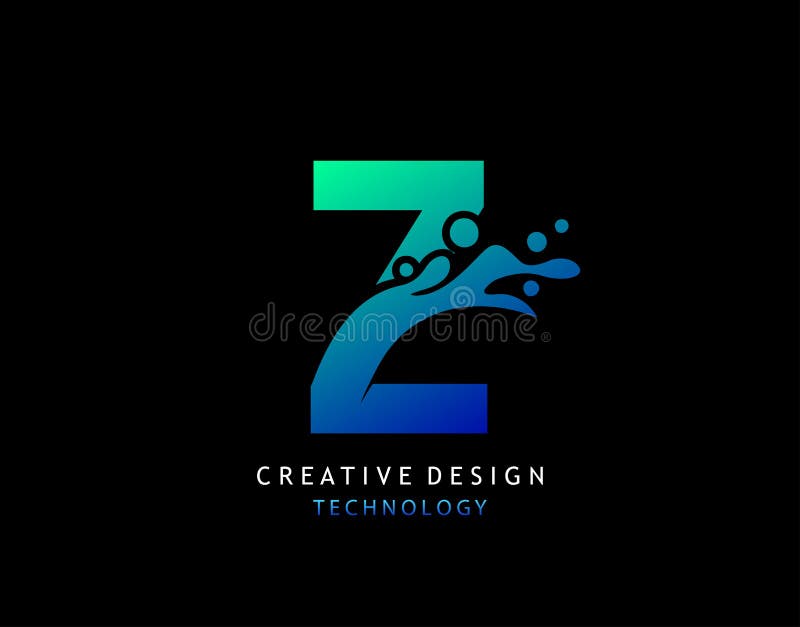 Letter Z Water Splash Logo. Modern Techno Alphabetical Icon, Template ...