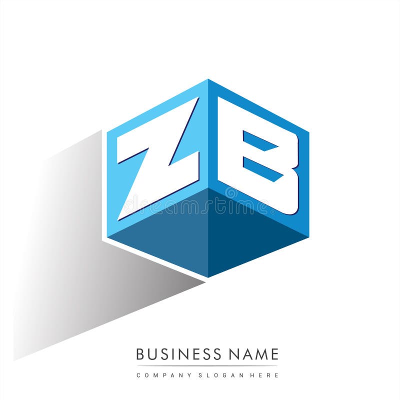 Letter ZB Logo in Hexagon Shape and Blue Background, Cube Logo with ...